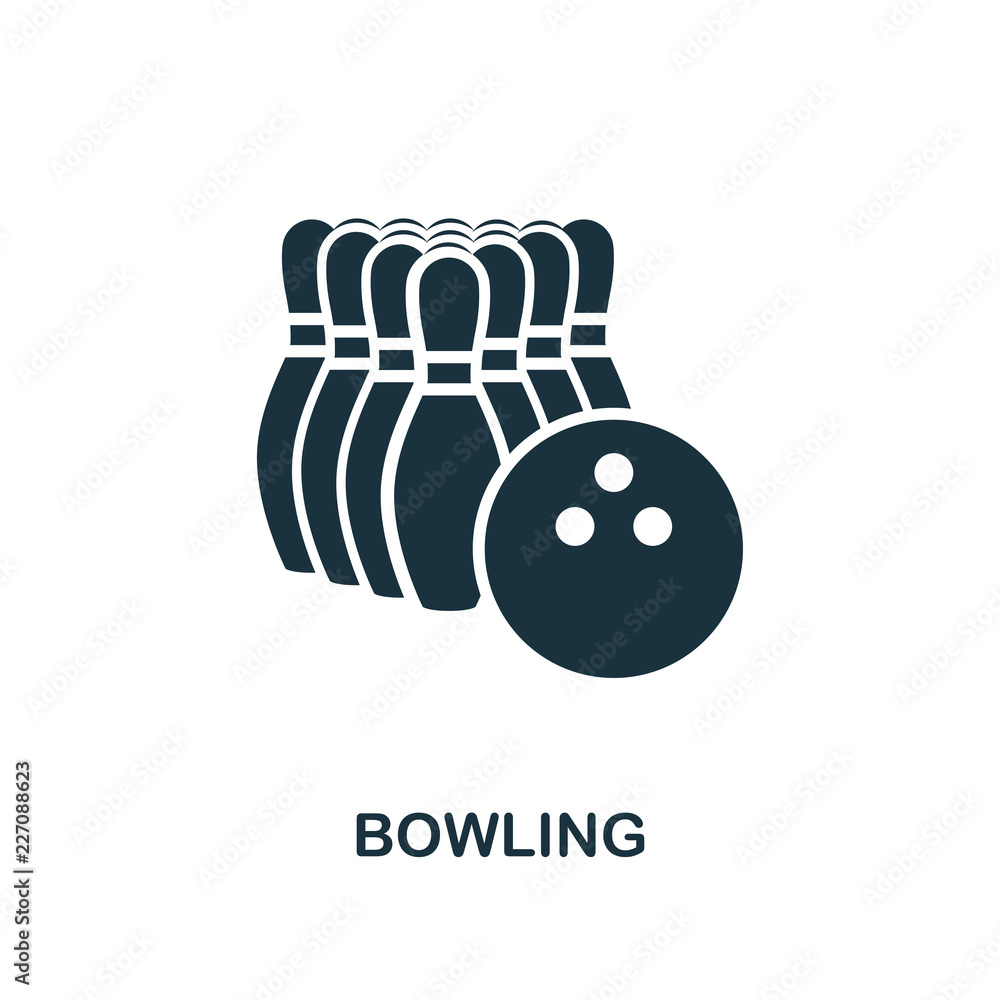 Bowling icon. Monochrome style design from bowling icon collection. UI ...