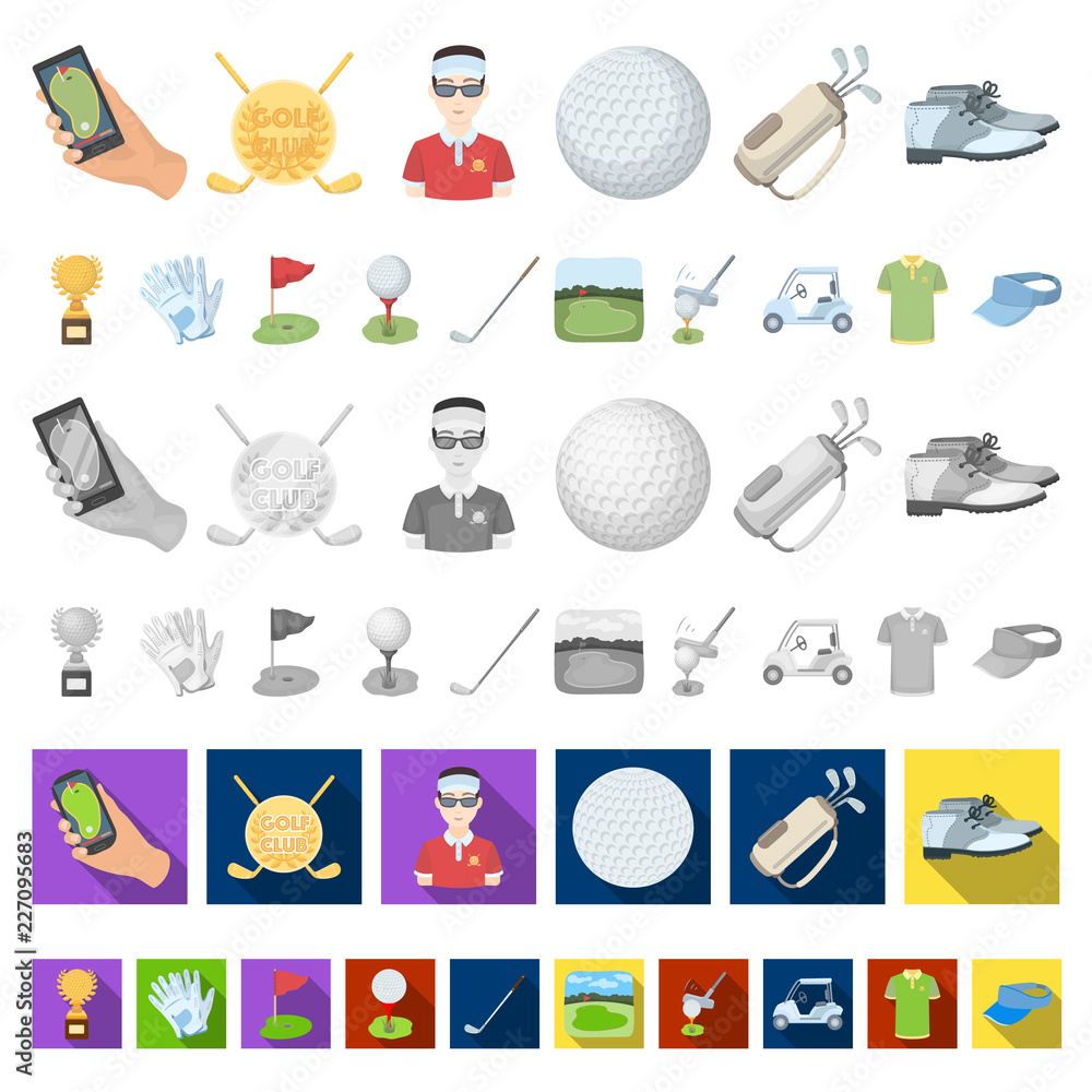 Golf and attributes cartoon icons in set collection for design.Golf ...