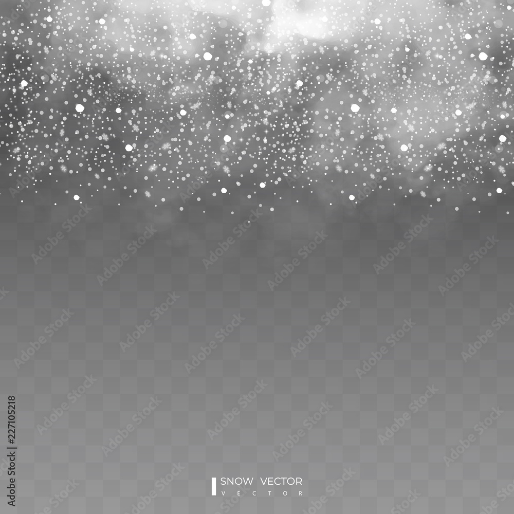 Falling snow on a transparent background. Snow clouds or shrouds. Fog ...