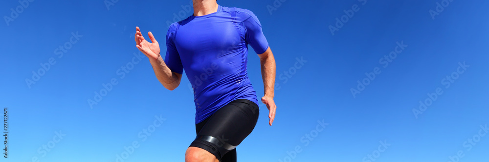 Sport runner male athlete running in compression sportswear clothing ...