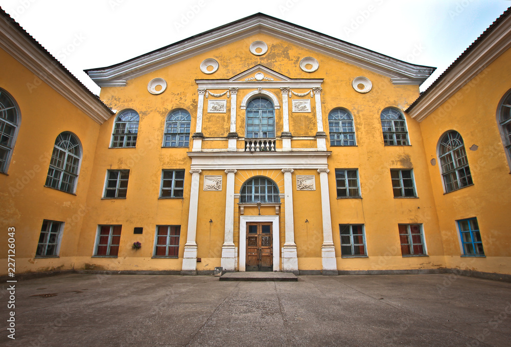 Empire style of facade of the yellow building - House of Culture Stock ...