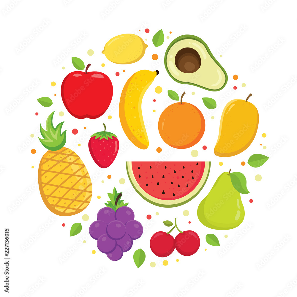 set of colorful cartoon fruit icons. Cartoon fruits vector clipart ... set of colorful cartoon fruit icons. Cartoon fruits vector clipart ...