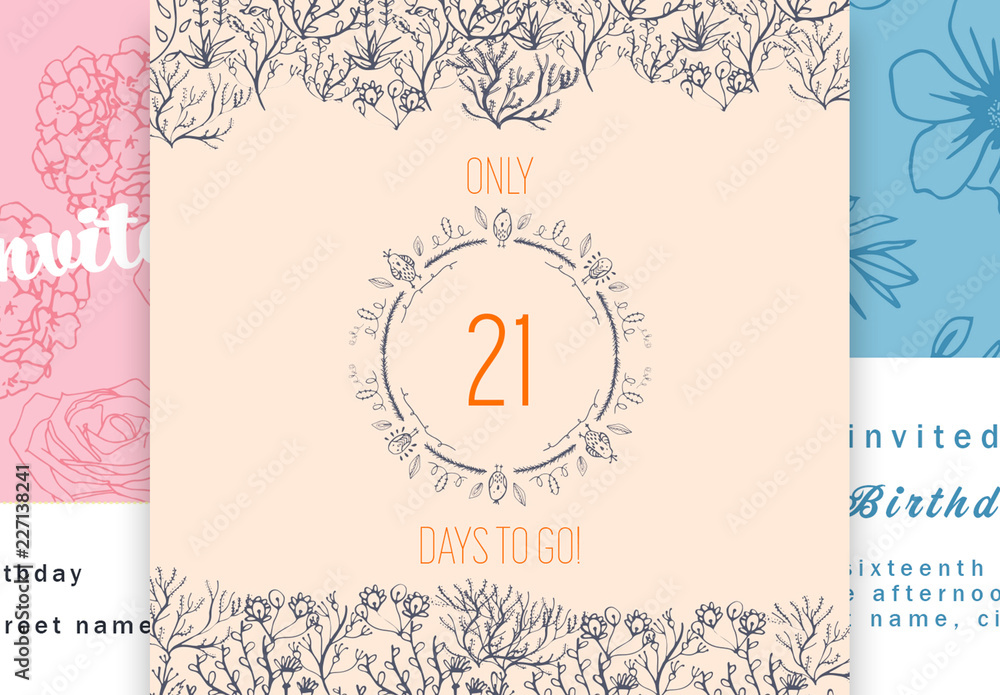 Social Media Post Layout Set with Floral Illustrations Stock Template ...