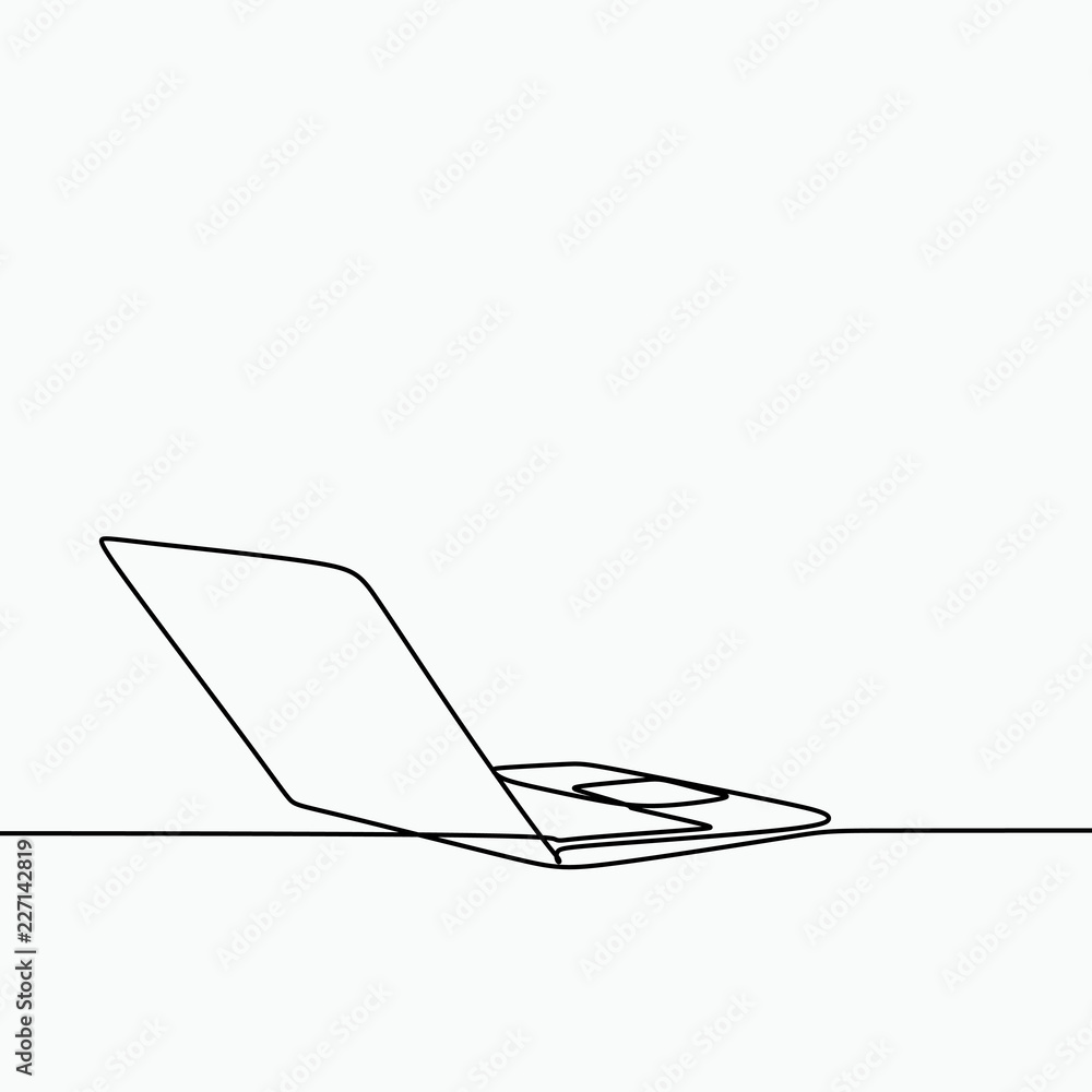 Single line drawing of a laptop vector illustration. Stock Vector ...