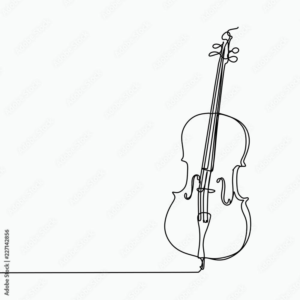 Cello vector with one line art drawing. Stock Vector | Adobe Stock