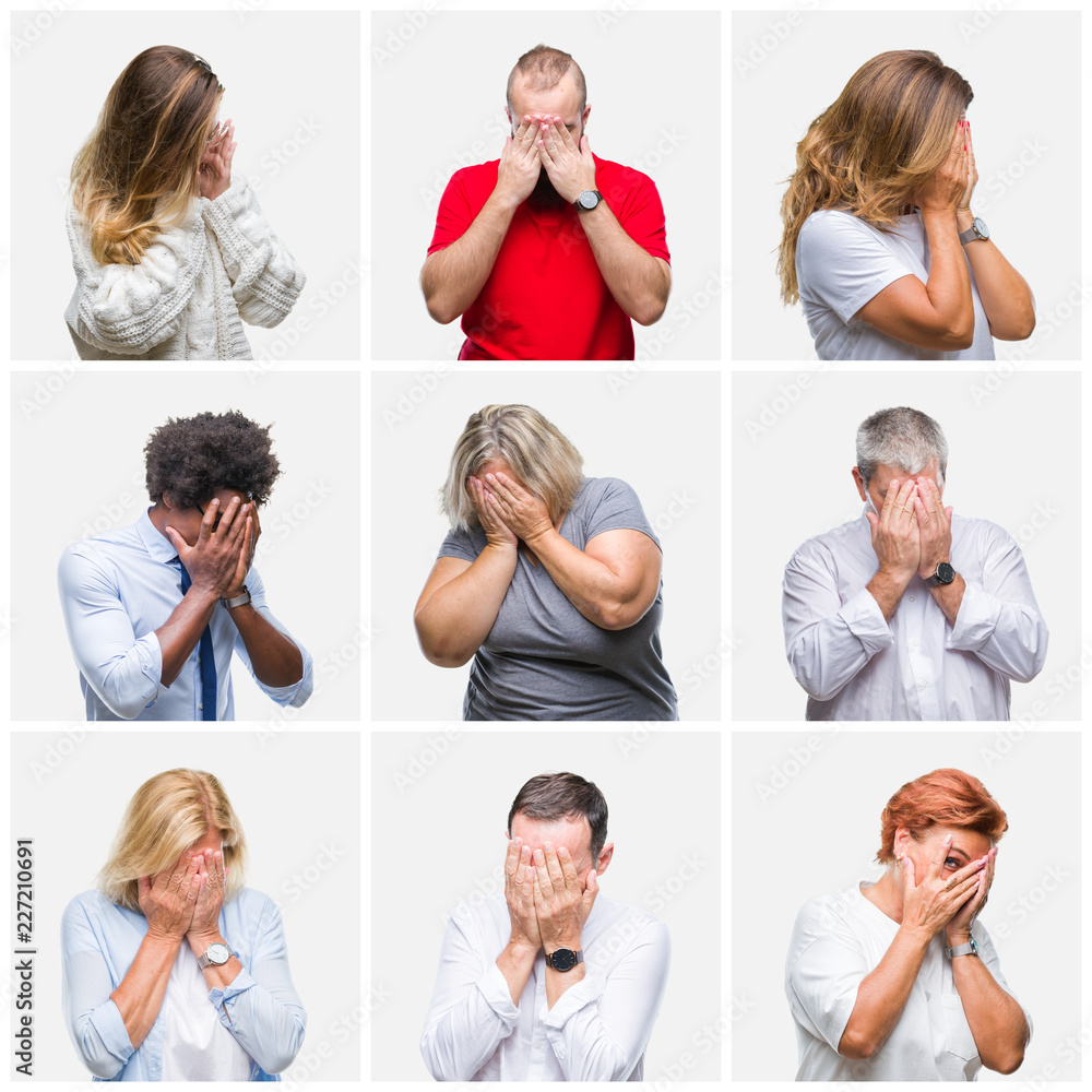 Group Of Sad People Crying