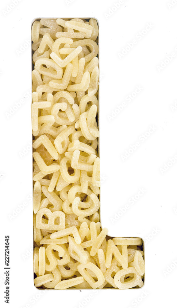 Capital Letter L made up from alphabet pasta Stock Photo | Adobe Stock