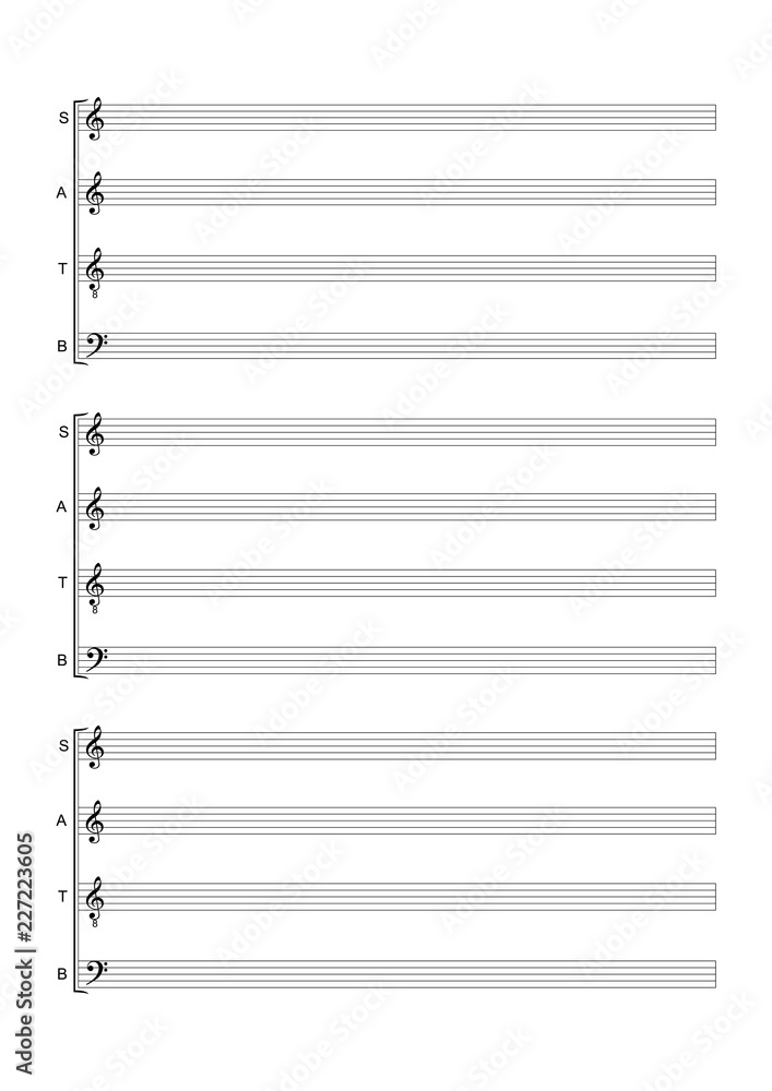 Blank Sheet Music Sheet for the notation of a voice or solo instruments ...