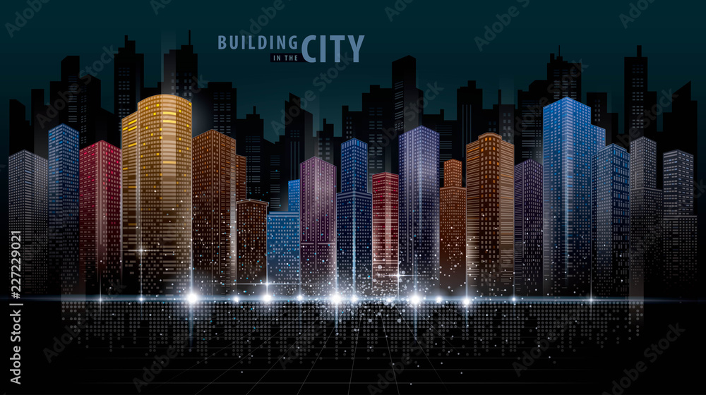 Abstract Futuristic City vector, Digital Cityscape background ...