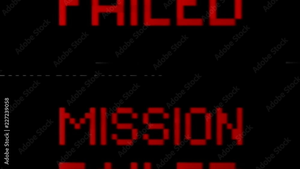 Analog VHS tape distortion: a flashing text with the words Mission ... Analog VHS tape distortion: a flashing text with the words Mission ...