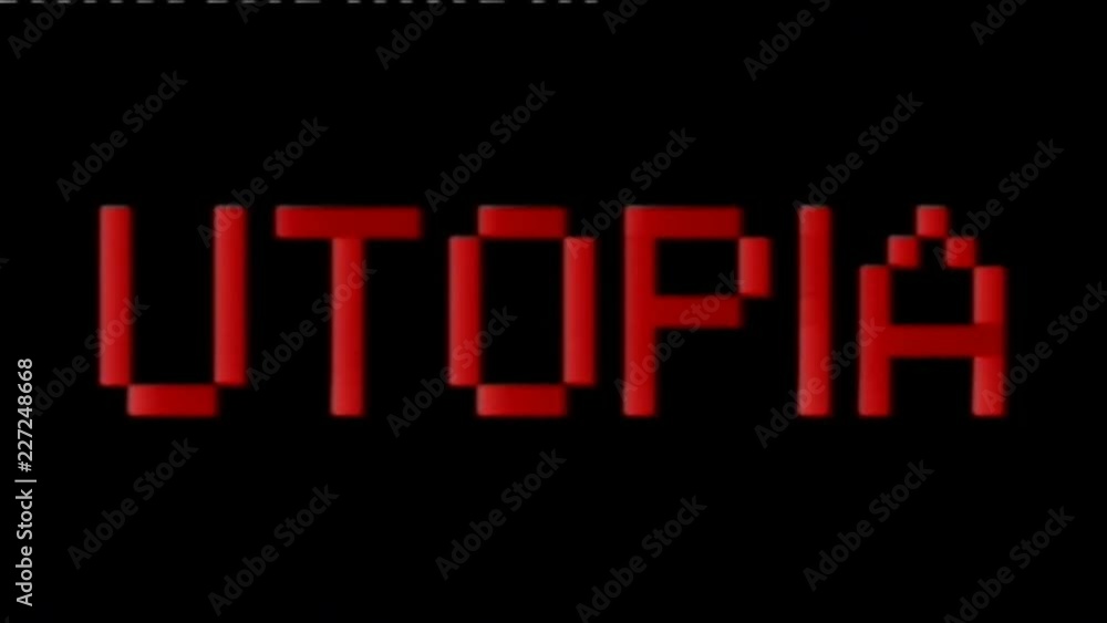 Analog VHS tape distortion: a flashing text with the word Utopia. Red ... Analog VHS tape distortion: a flashing text with the word Utopia. Red ...