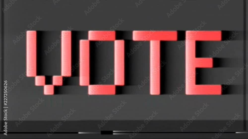 Analog VHS tape distortion: a flashing text with the word Vote. Red on ... Analog VHS tape distortion: a flashing text with the word Vote. Red on ...