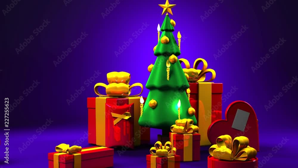 Vidéo Stock Christmas tree and gift boxes.Loop able 3DCG render ...
