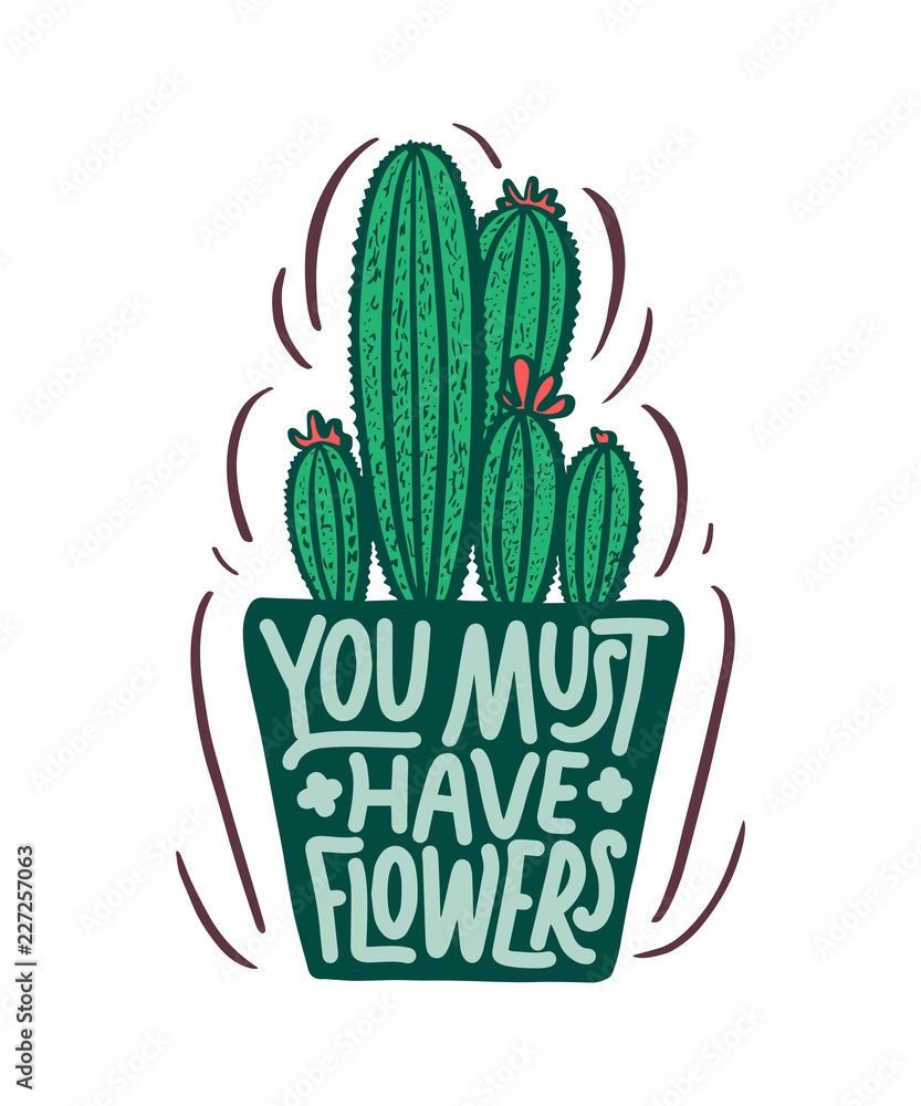 Lettering quote about flowers, illustration made in vector. Postcard ...