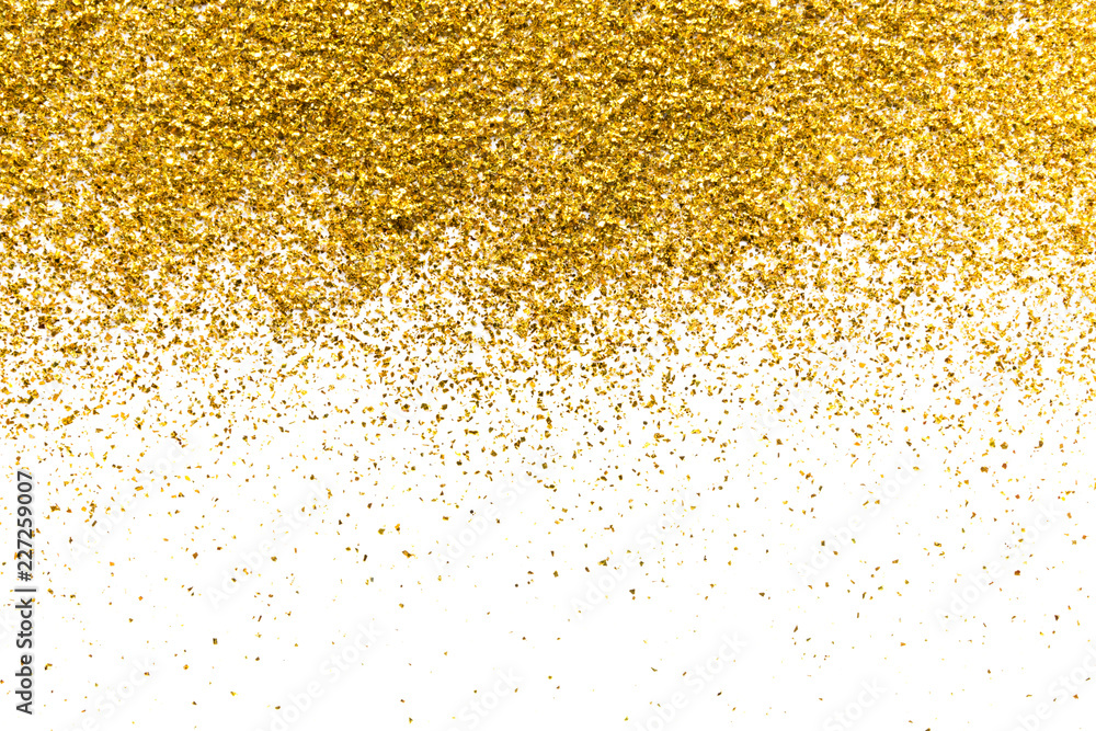 Golden glitter in the form of a gradient on a white background. Stock ...