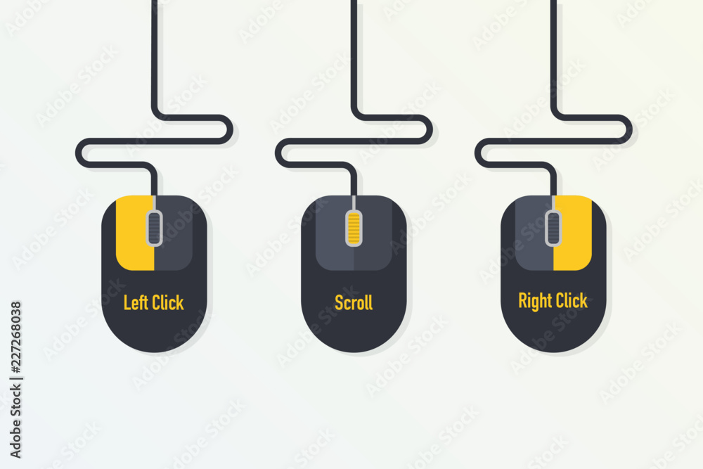 Demonstration of left click, scroll and right click of a computer mouse ...