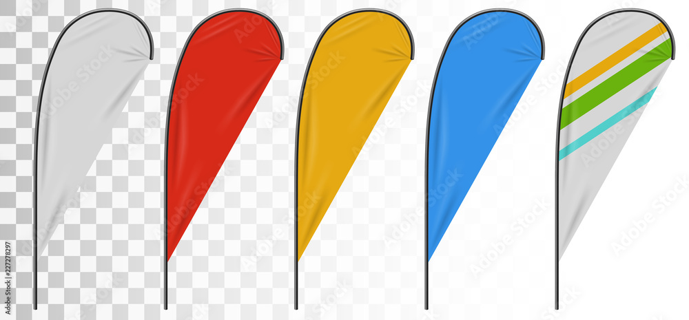 Blank Color Beach Advertising Flag Mockup Stock Vector | Adobe Stock