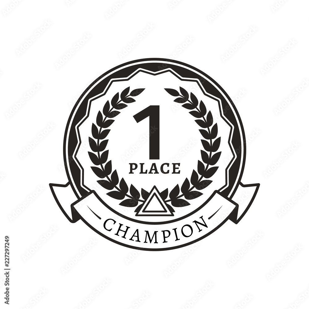 1st Place Medal for Champion Monochrome Logotype Stock Vector | Adobe Stock