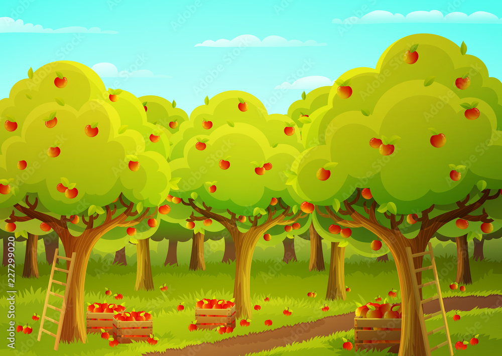 Cartoon Apple Orchard
