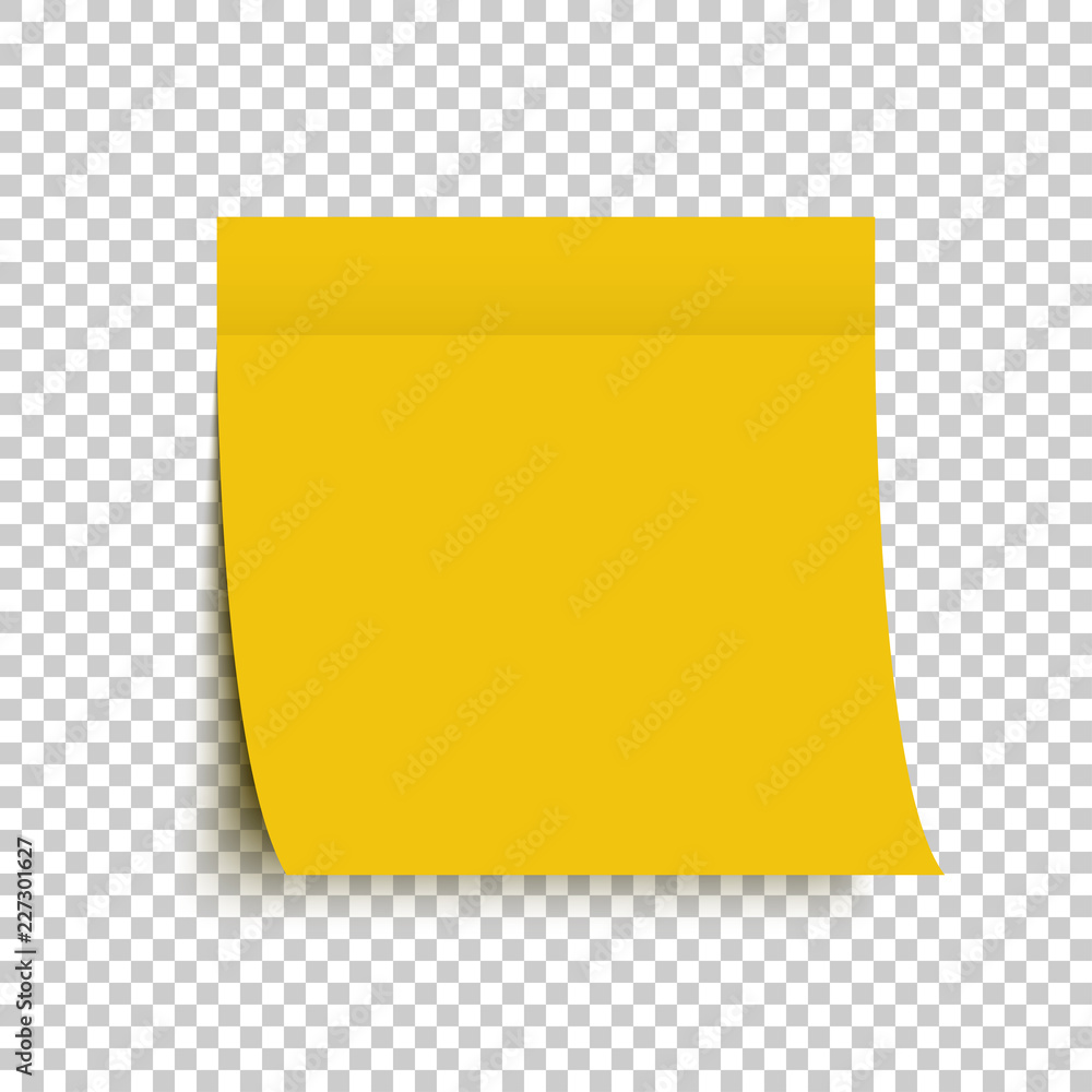 Yellow post note sticker. Sticky note. Yellow sticker with shadow on ...