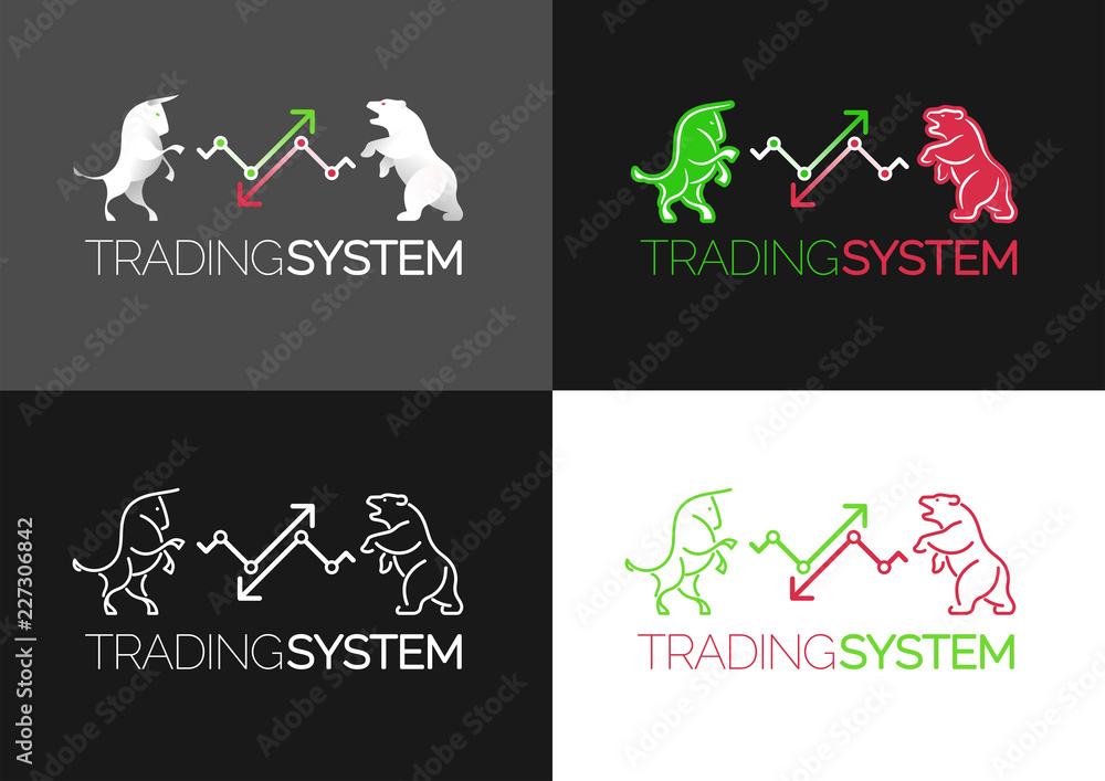 Vetor de Trading System Emblem. Set of logo designs of artistic ...