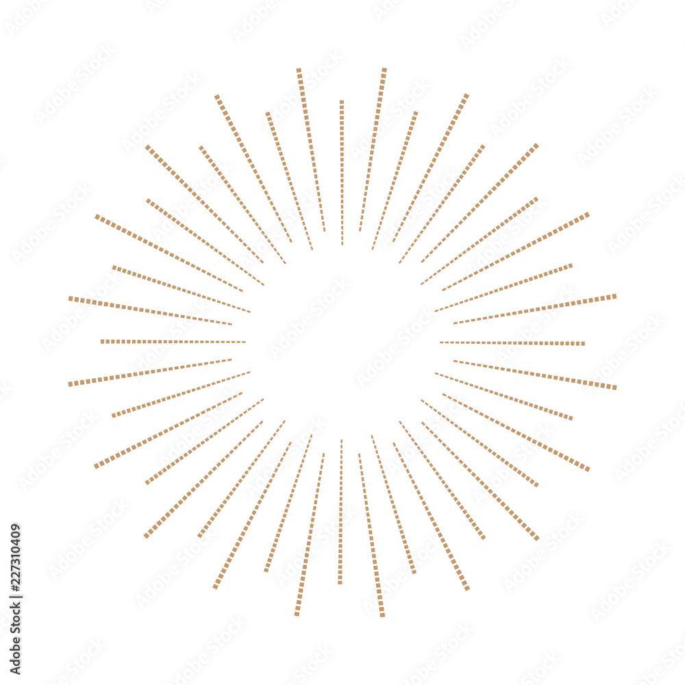 Vintage sunburst design element gold color on white background. Stock ...