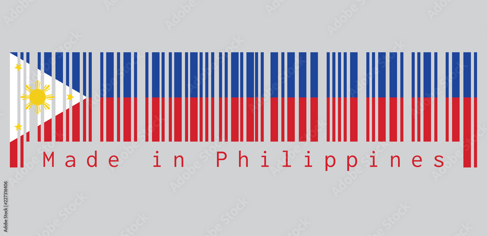 Barcode set the color of Philippines flag, a horizontal blue and red ...