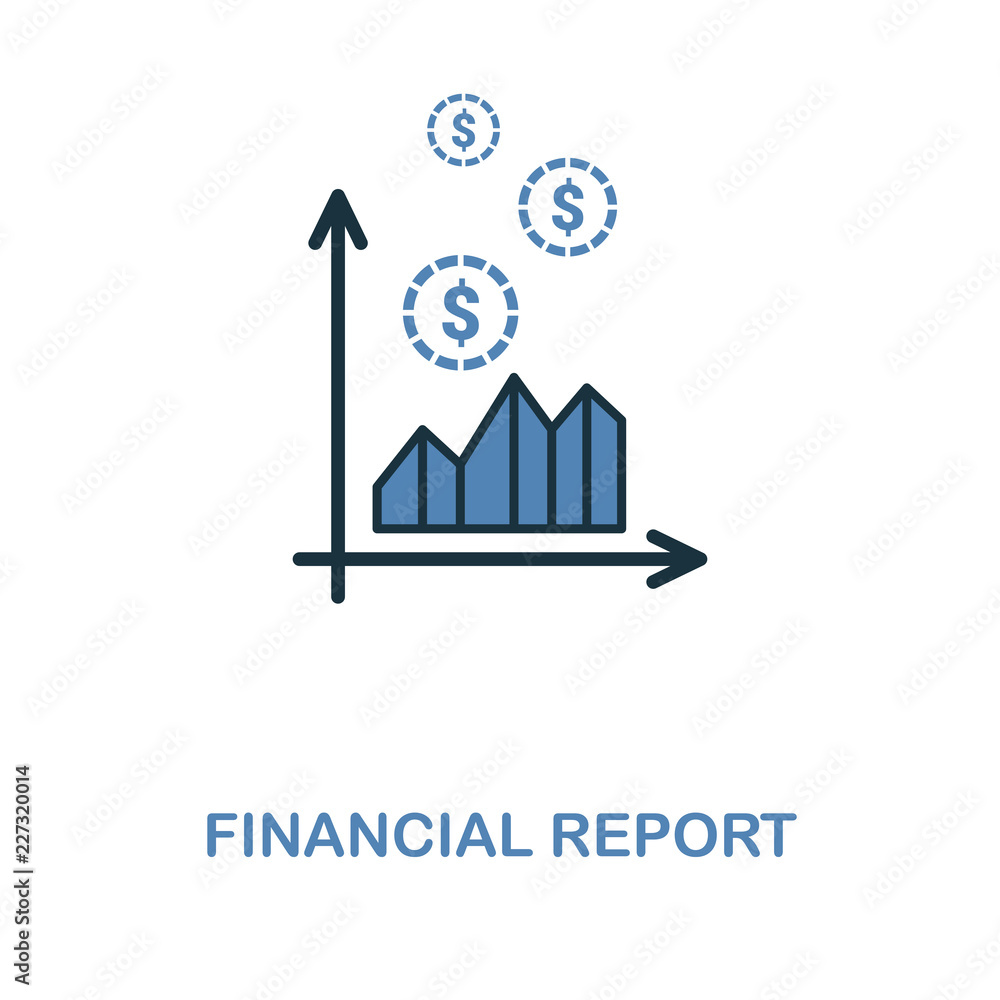 Financial Report icon in two colors design. Pixel perfect symbols from ...