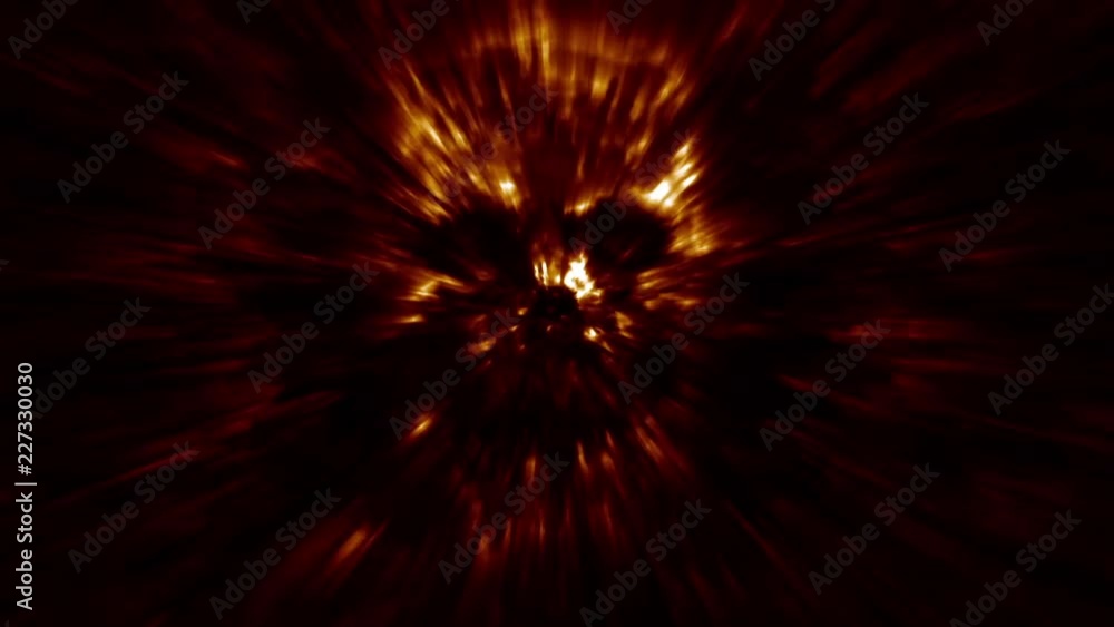 Devilish skull shines with fiery light. 2D animation horror fantasy ...