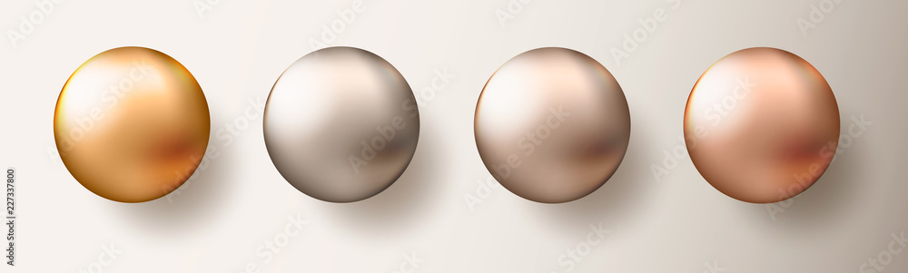 Four realistic transparent spheres or balls in different shades of ...