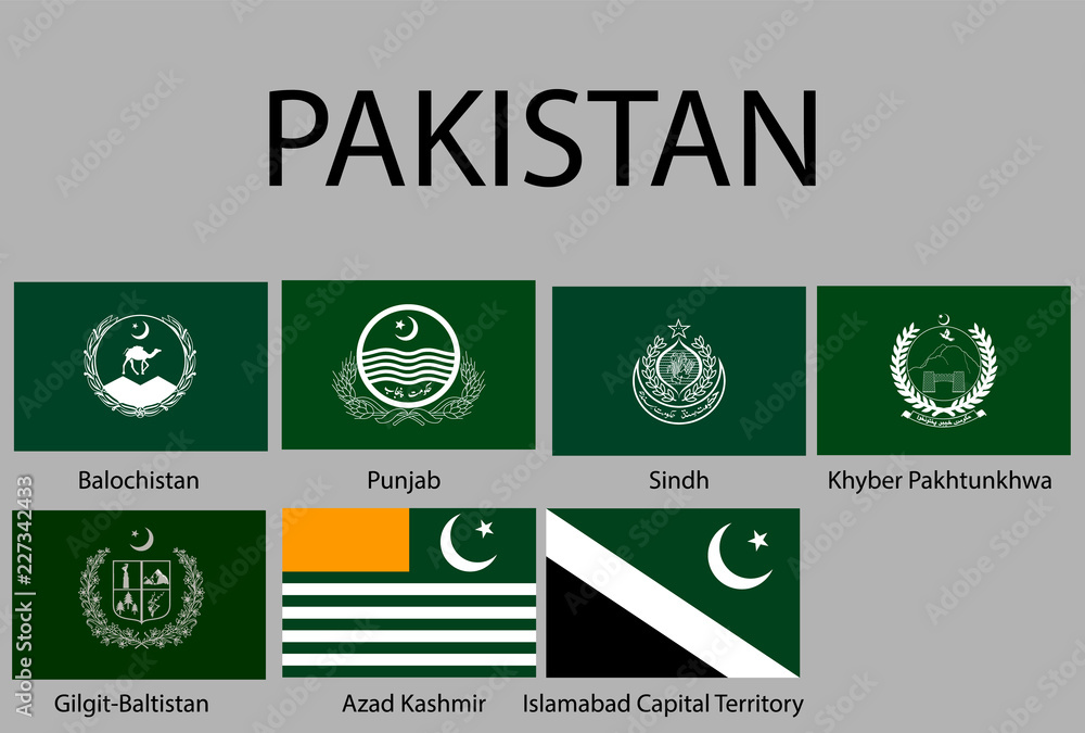 all Flags of regions of Pakistan. Stock Vector | Adobe Stock
