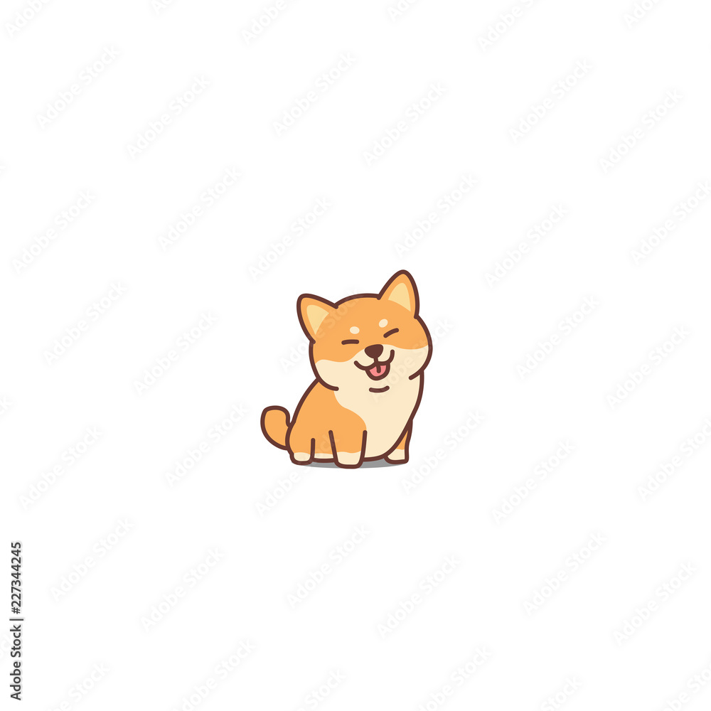 Cute shiba inu dog cartoon icon, vector illustration Stock Vector ...