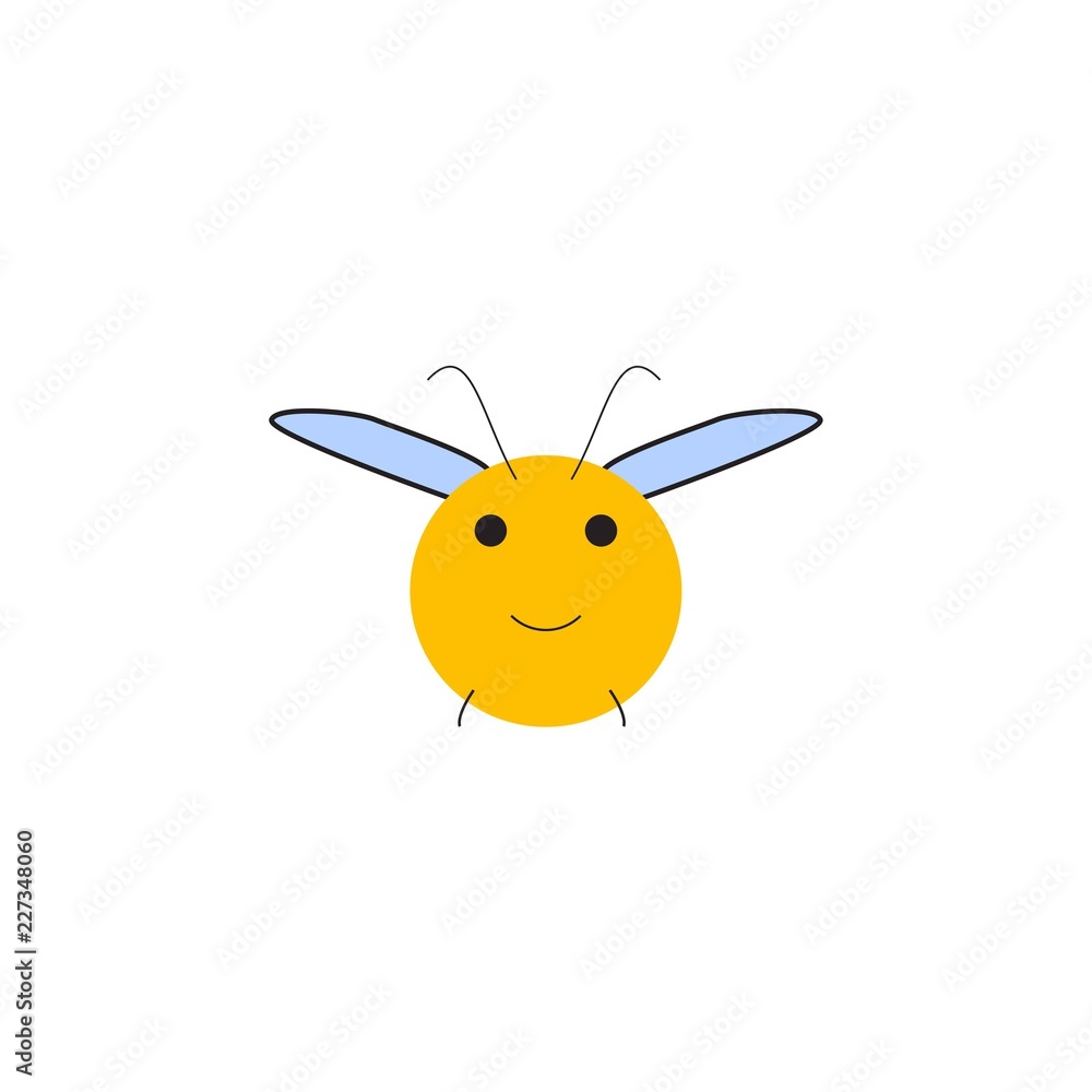 Busy Bee. Abstract flying Honey bee front view. Vector illustration ...