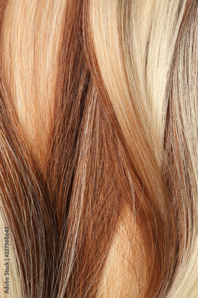 Strands of different color hair as background, closeup Stock Photo ...
