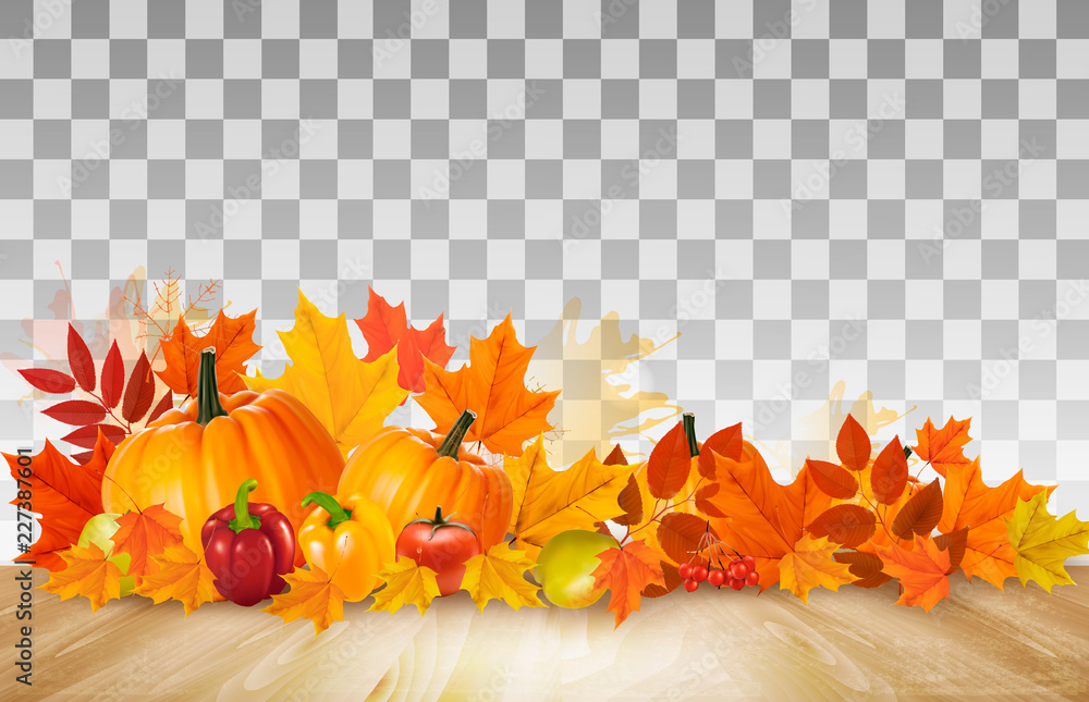 Happy Thanksgiving Background with colorful fruit and vegetables on ...