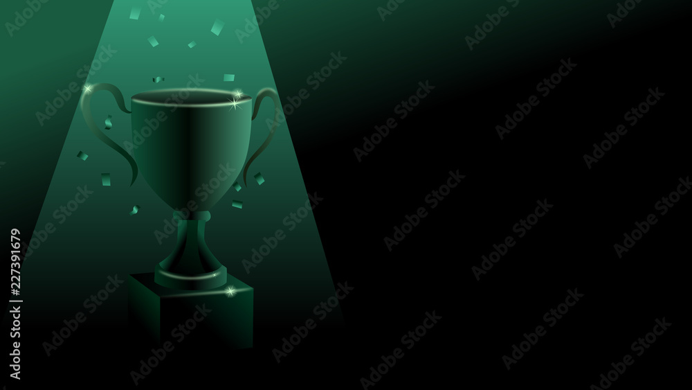 glowing green digital trophy cup winner vector illustration Stock ...