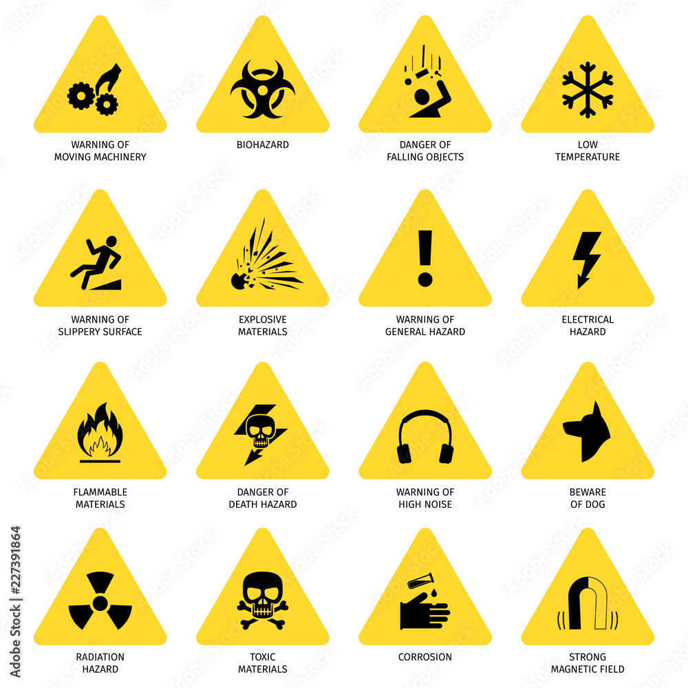 Collection of warning signs,Vector illustration. Stock Vector | Adobe Stock