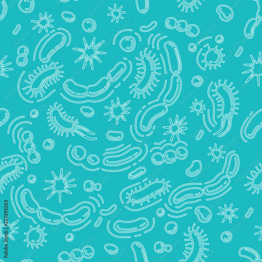 Probiotics vector illustration doodles. Drawing of bacteria. Seamless ...