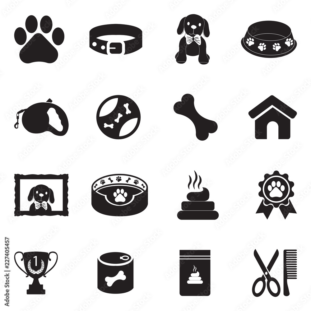 Dog Icons. Black Flat Design. Vector Illustration. Stock Vector | Adobe ...