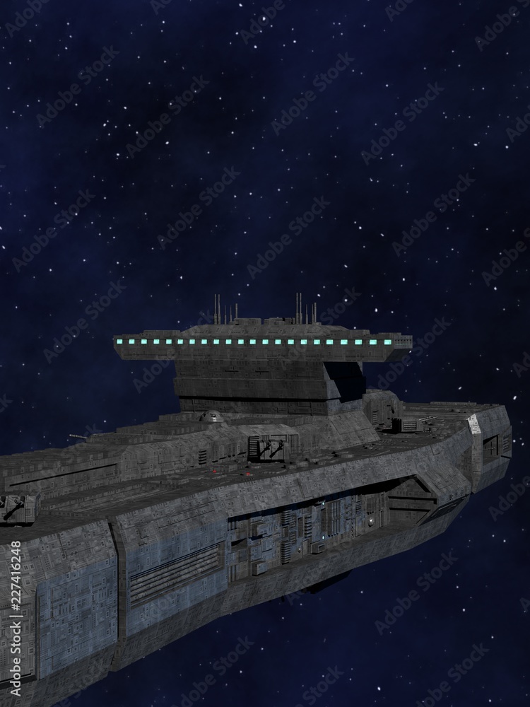 Space Opera: Space Battleship in Outer Space 3d Illustration Stock ...
