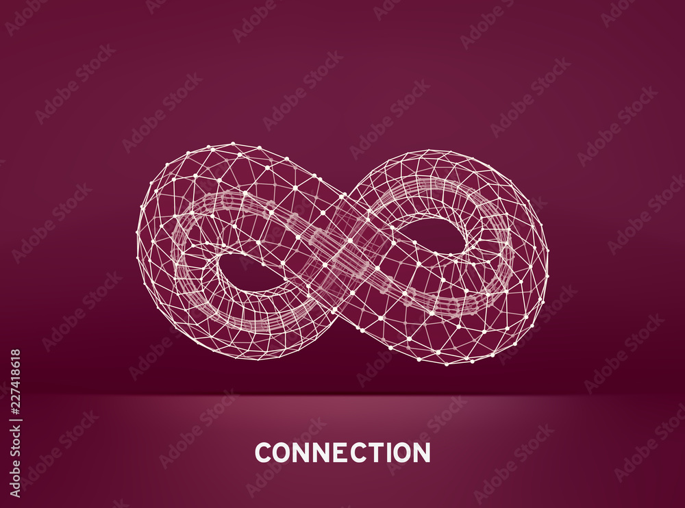 Infinity symbol. 3D design element, emblem, icon. Connection structure ...