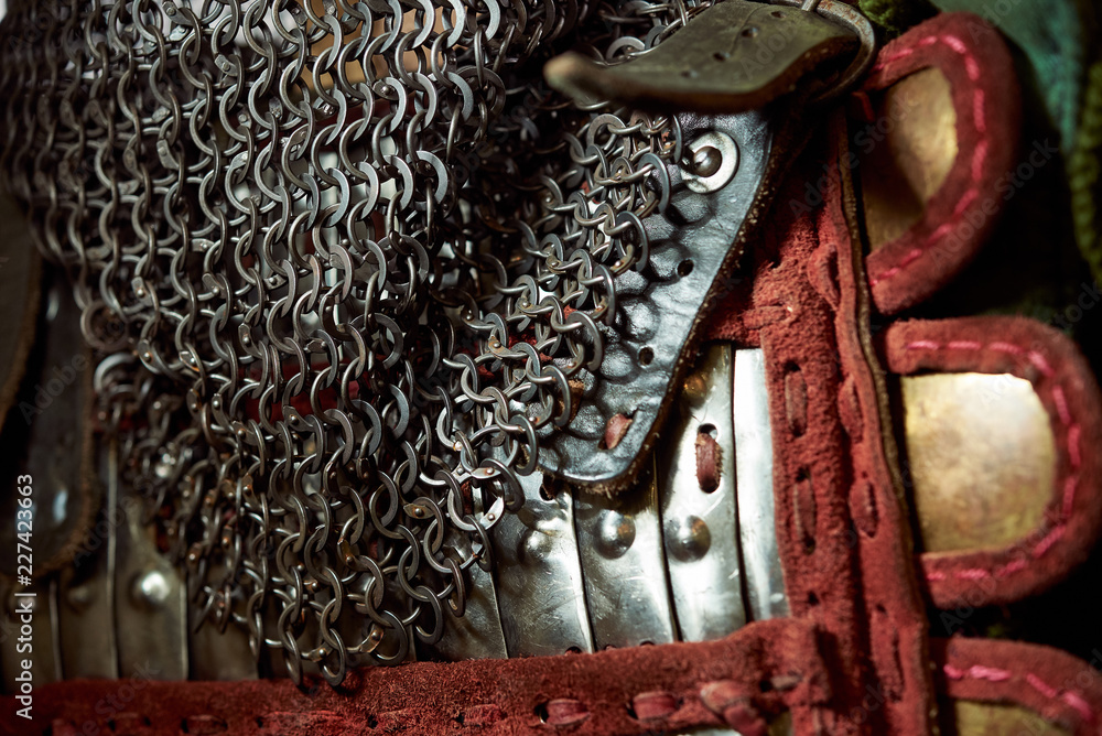 chain armor and armor of a medieval warrior Stock Photo | Adobe Stock