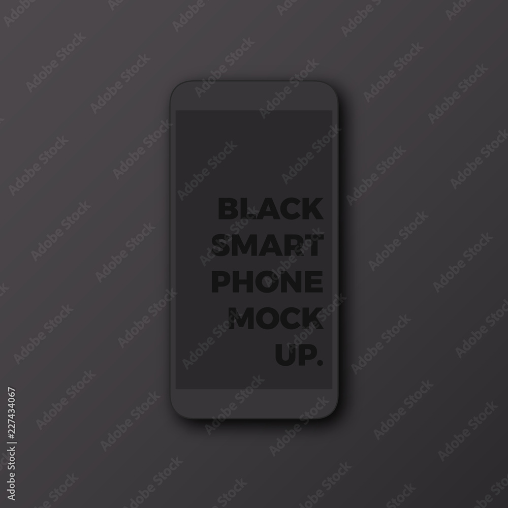 Realistic black smartphone vector mockup with blank screen on dark ...
