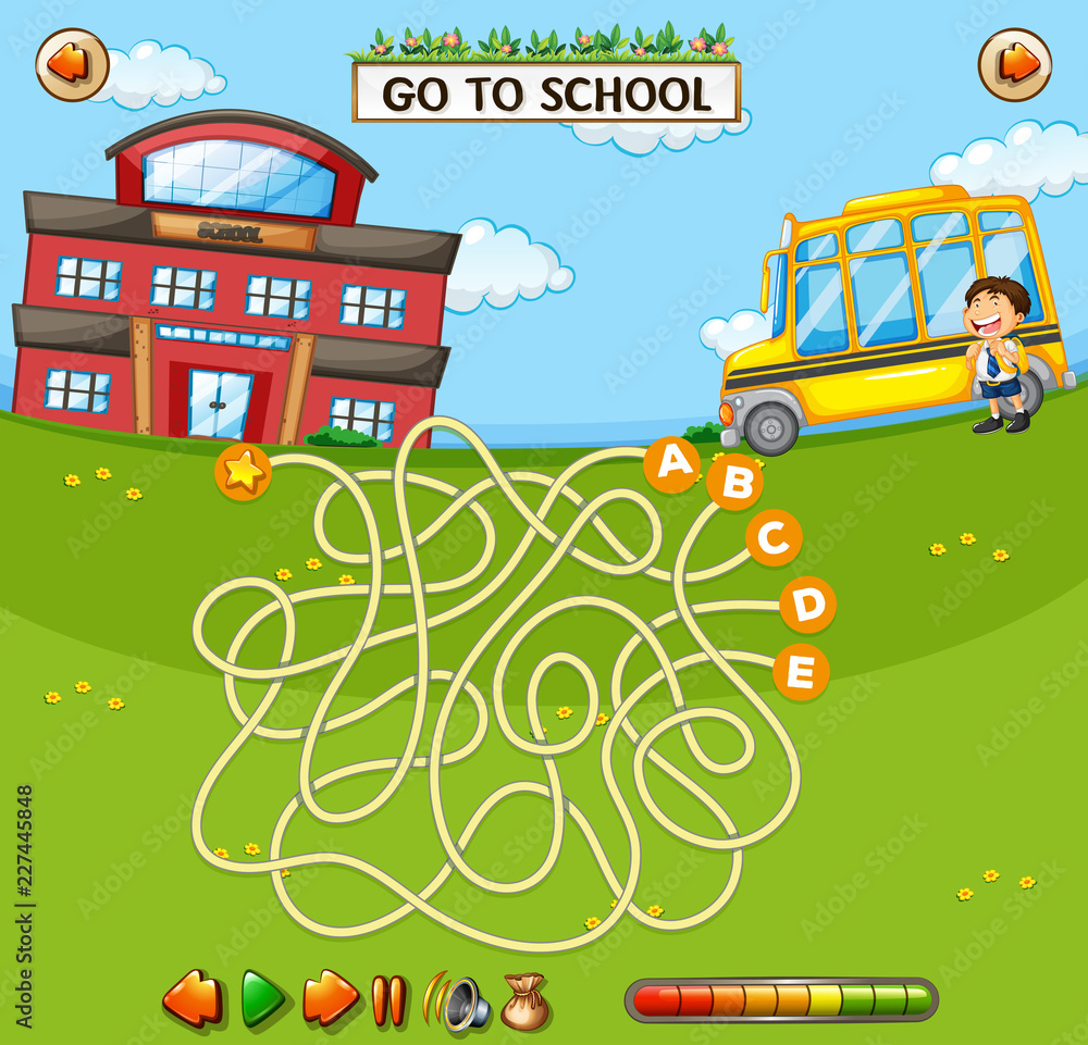 School maze game template Stock Vector | Adobe Stock