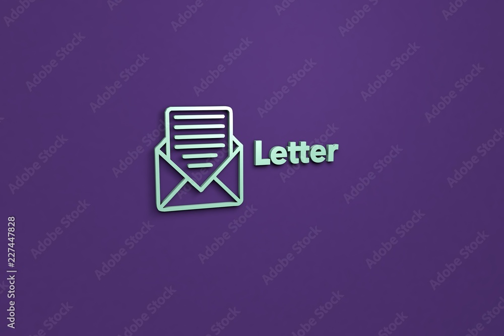 Text Letter with green 3D illustration and violet background Stock ...