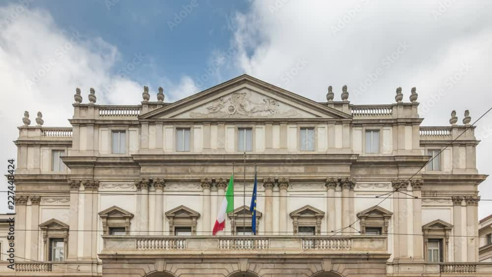 Teatro alla Scala, opera house front facade, Milan, Italy. Italian ...