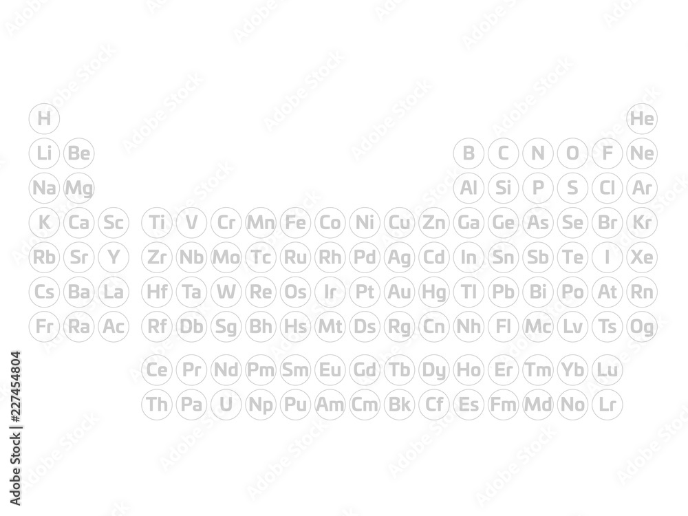 Periodic table of elements. Simple table with symbols of chemical ...