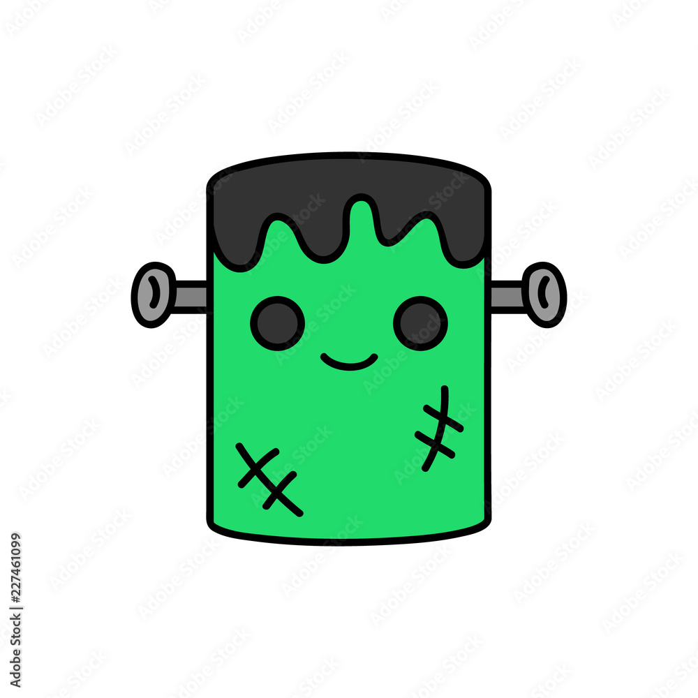 Cute hand drawn spooky frankenstein monster vector illustration ...
