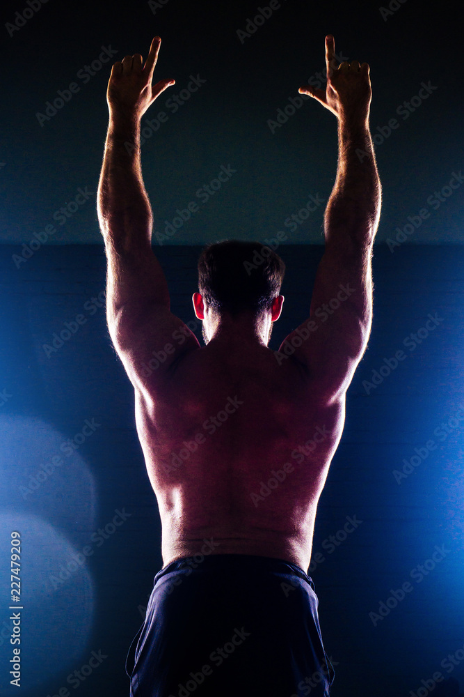 Muscular torso of sexy young fitness male bodybuilder model power ...