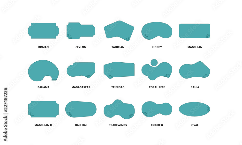 Residential Pool Shape Icons Stock Vector | Adobe Stock